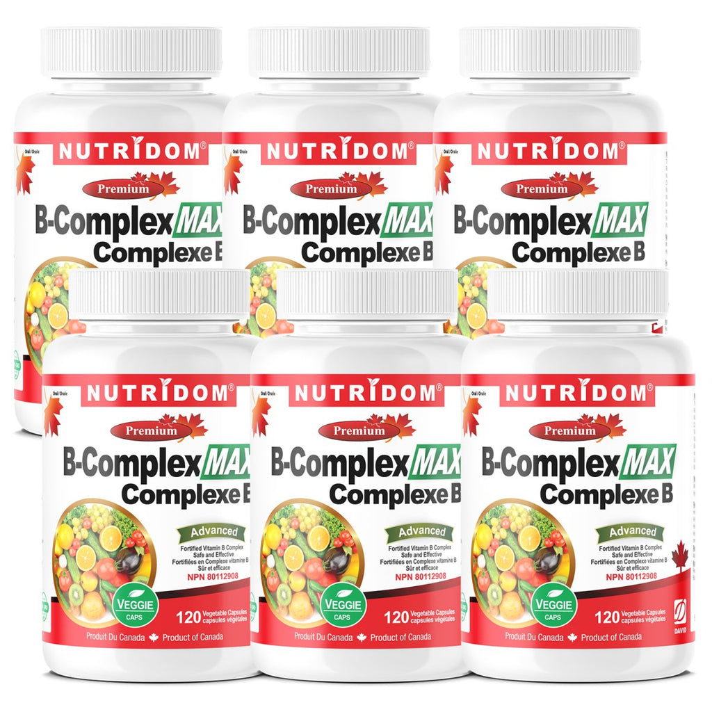 Nutridom Vitamin B-Complex MAX, 120 Veggie Capsules - 6 PACK