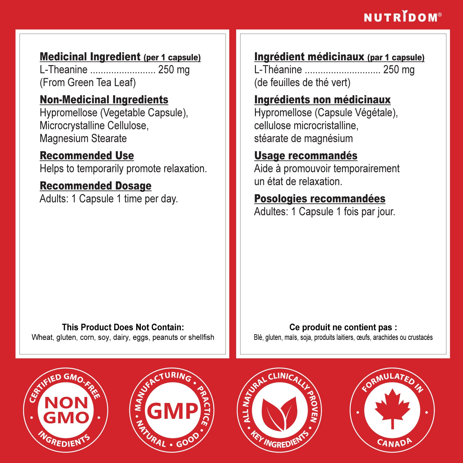 Nutridom L-Theanine 250 mg | Stress Support & Cognitive Balance | 300