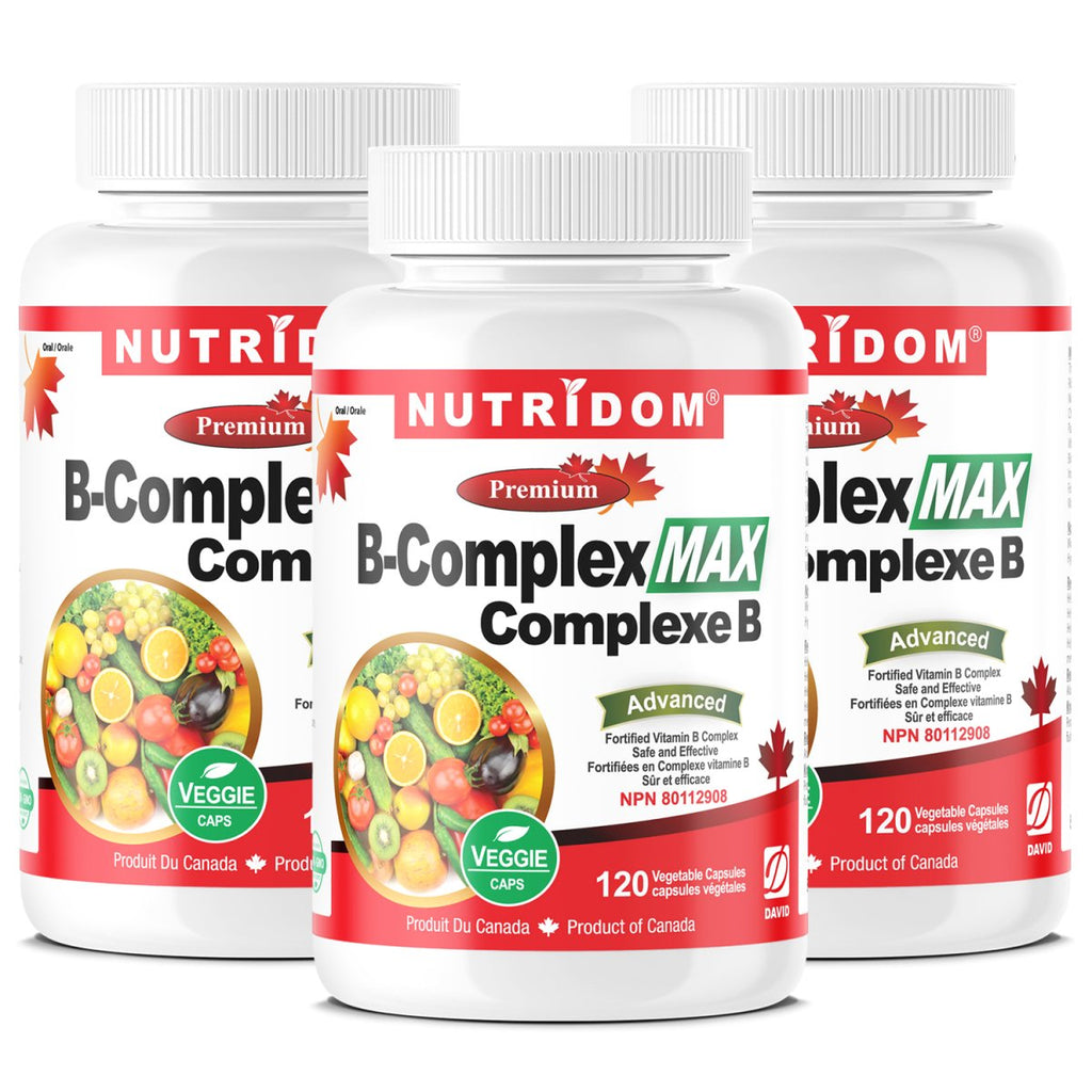 Nutridom Vitamin B-Complex MAX - 3 PACK of 120 Veggie Capsules